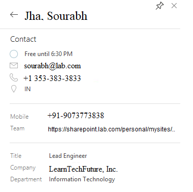 Modify – Outlook Contact Card details for Office 365 – Learn Tech Future